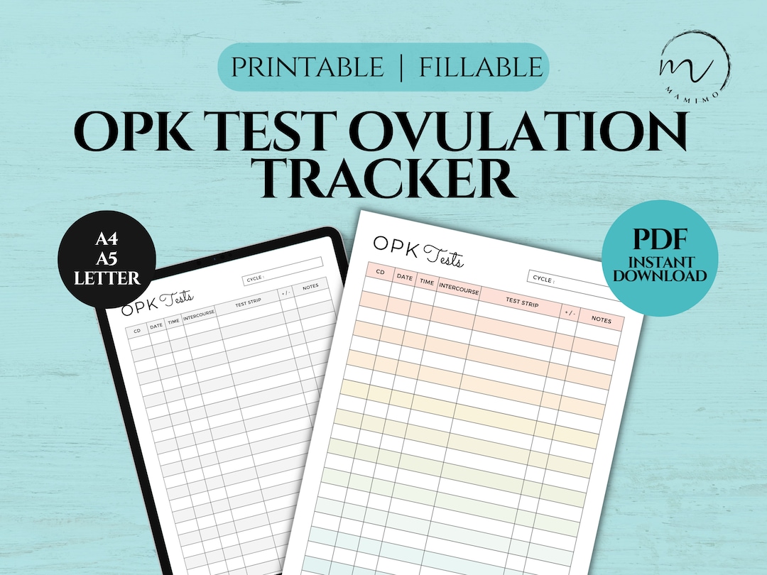 OPK Test Tracker Ovulation Tests Strips Fertility Planner - Etsy