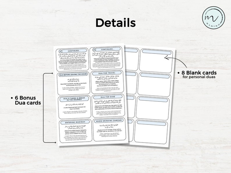 Hajj Dua Cards, Hajj Duas Printable Cards, Hajj Flashcards, Prayer ...