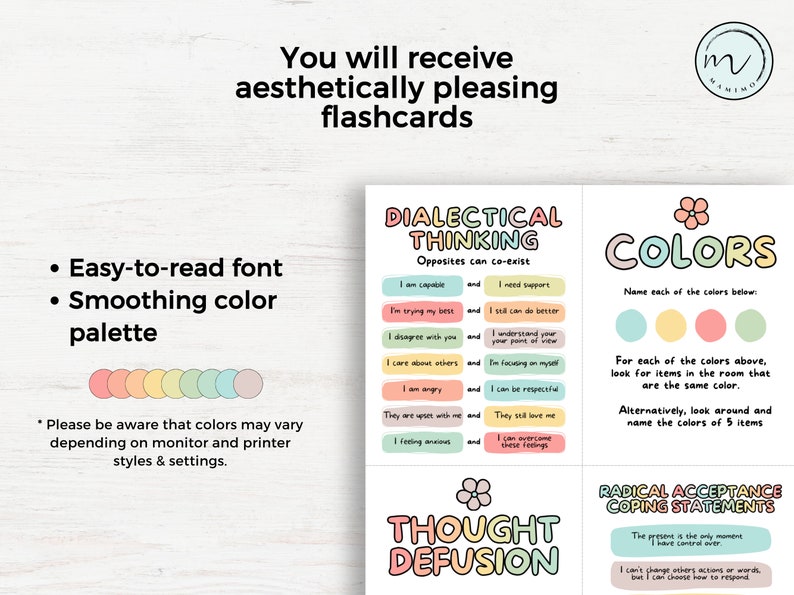 52 DBT Flash Cards Dialectical Behavior Therapy Coping Skills - Etsy Canada
