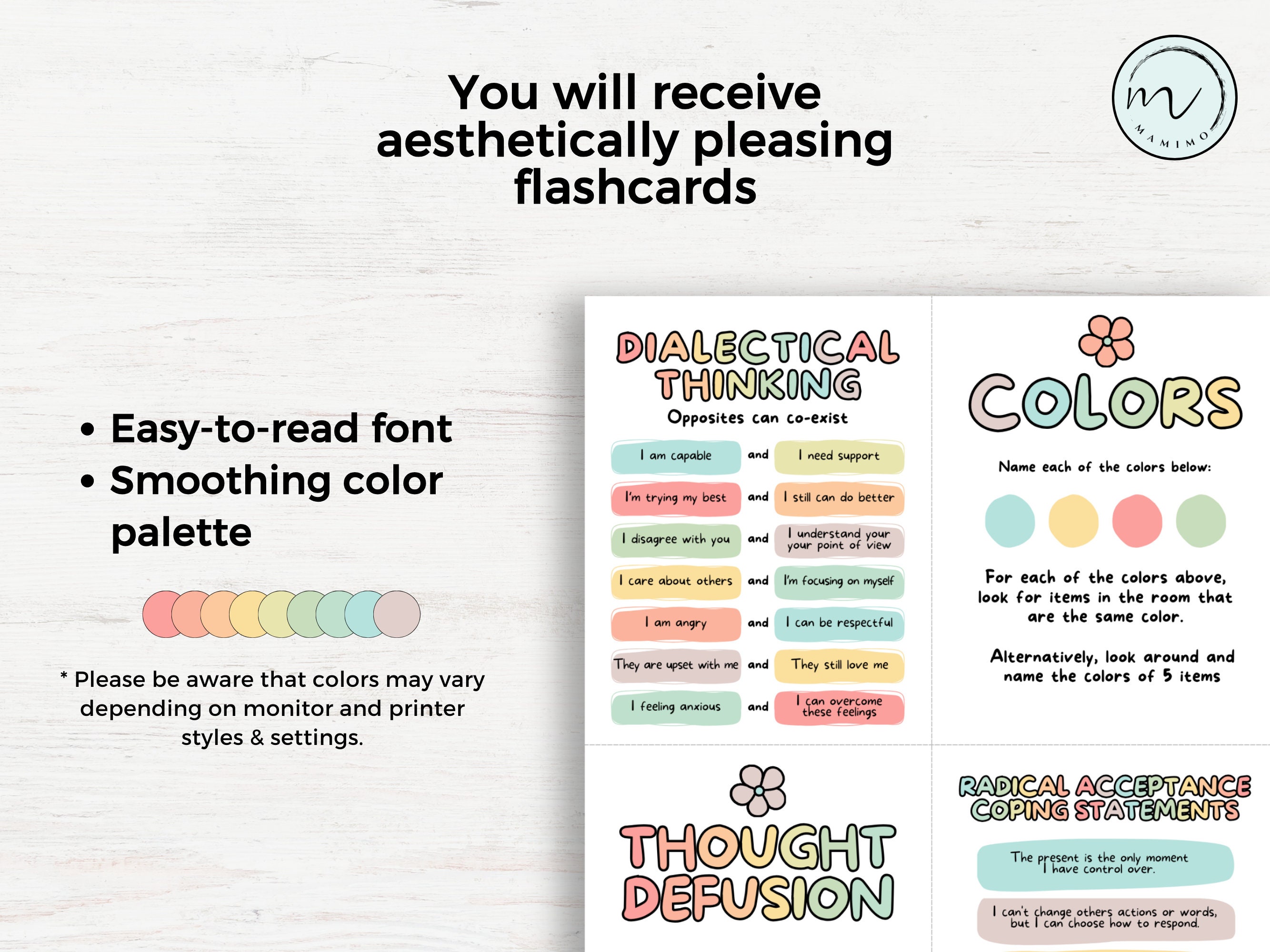52 DBT Flash Cards Dialectical Behavior Therapy Coping Skills - Etsy Canada