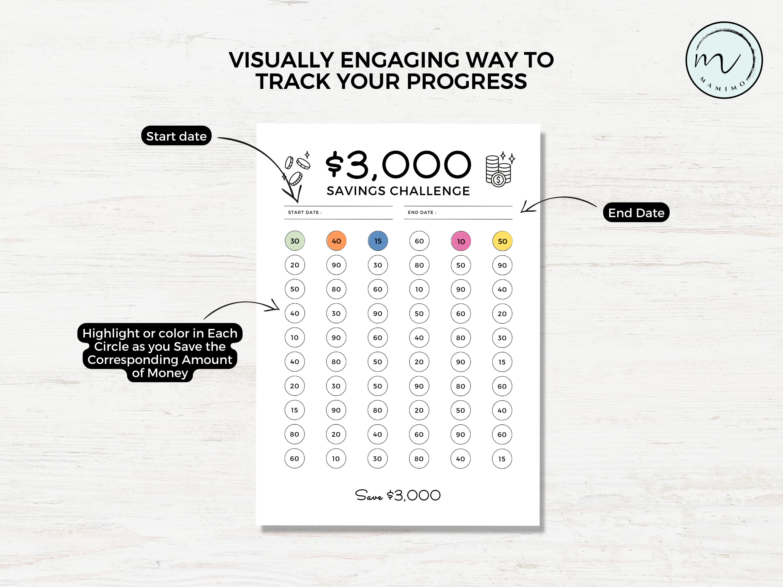 3K Savings Challenge Printable, 3000 Savings Challenge, Money Challenge ...