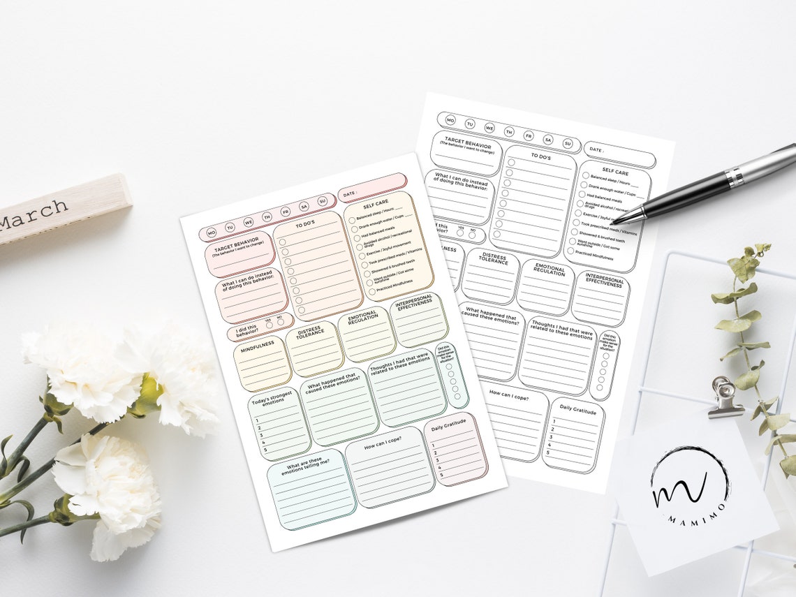 DBT Emotions Regulation Tracker Printable, Dialectical Behavior Therapy ...