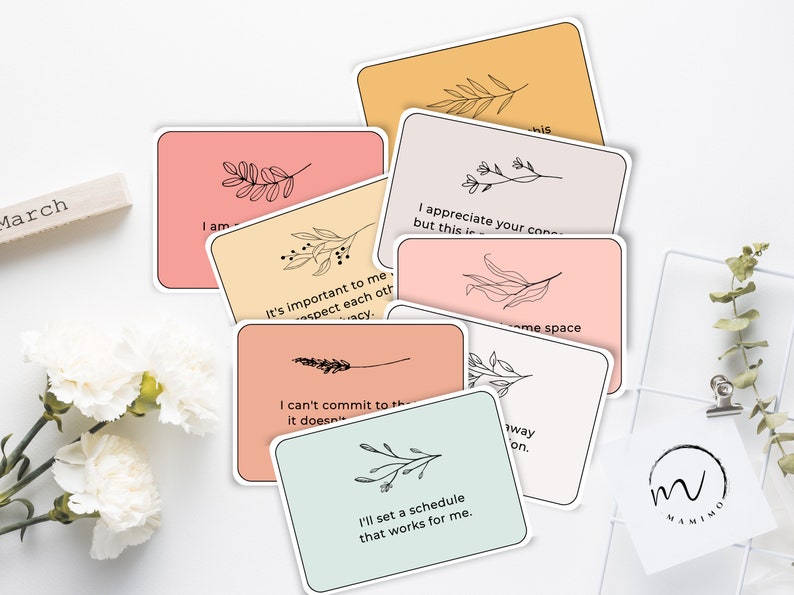 Boundary Setting Flashcards, 40 Boundaries Cards, Boundaries Phrases, Boundaries Journal ...