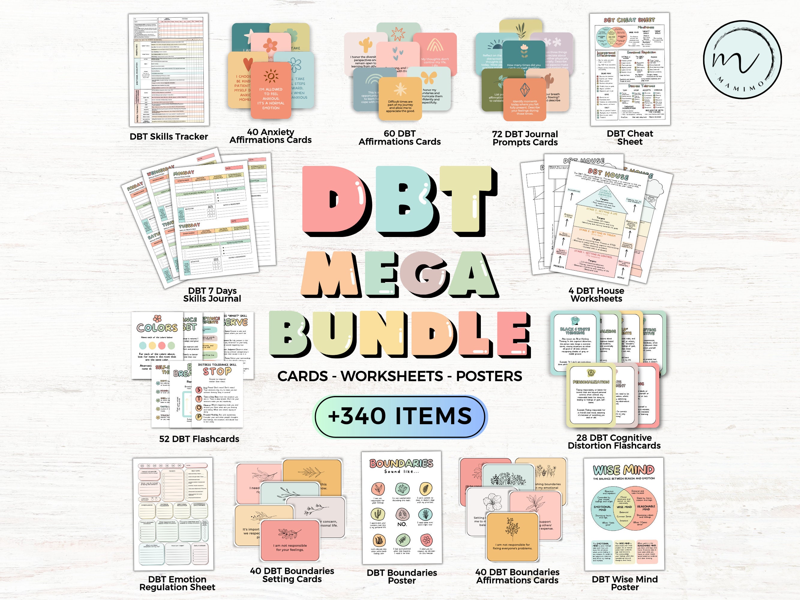 DBT Mega Bundle, Dialectical Behavior Therapy Coping Skills Cards ...