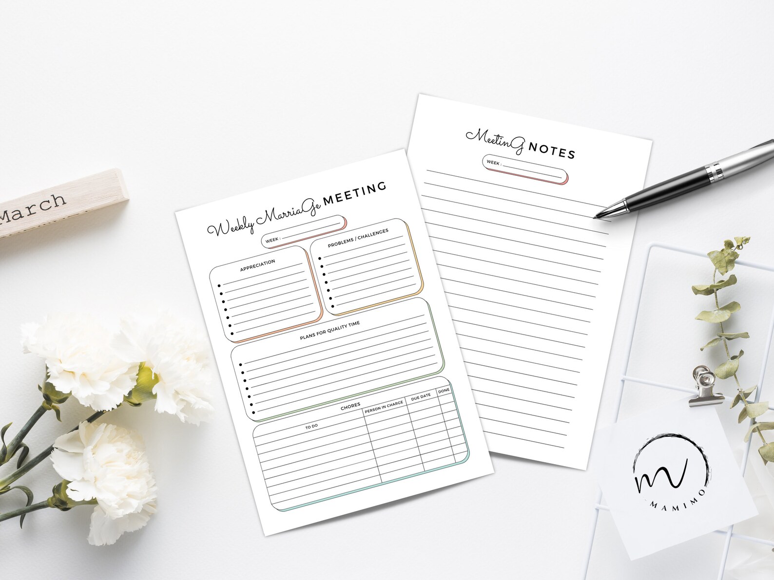Weekly Marriage Meeting Template, Partners Communication Workbook ...