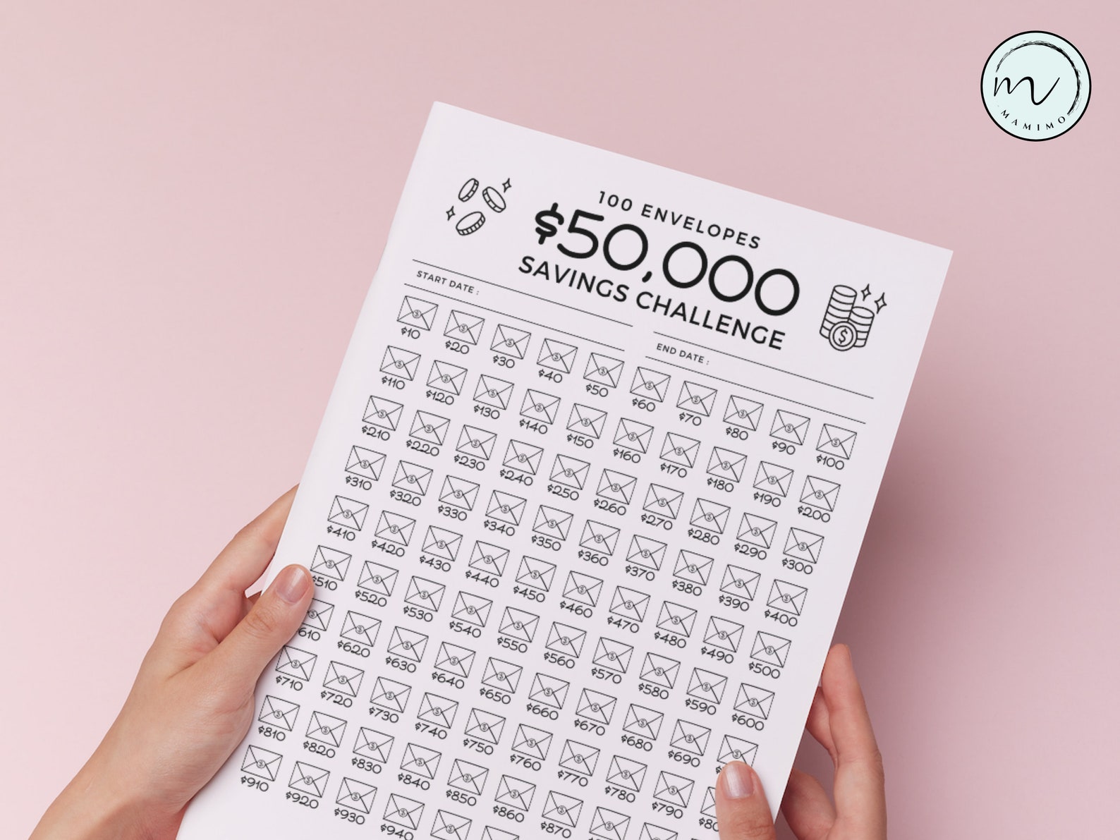 50000 Savings Challenge, 100 Envelope Savings Challenge, 50K Savings ...