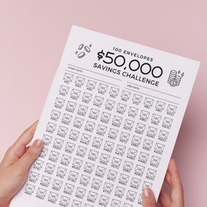 50000 Savings Challenge, 100 Envelope Savings Challenge, 50K Savings Challenge Printable, 50,000 ...