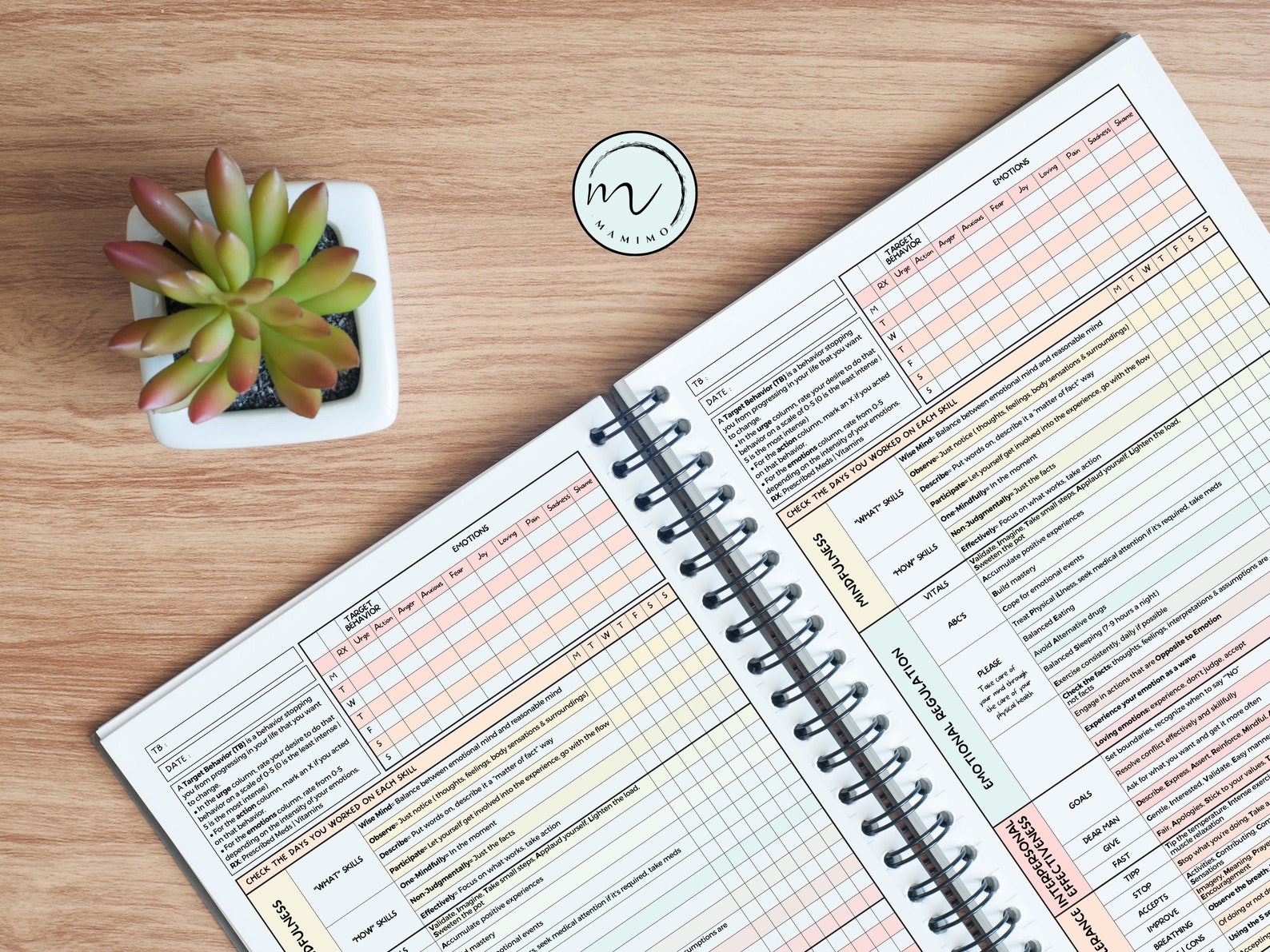 DBT Skills Tracker, DBT Diary Card, Dialectical Behavior Therapy ...