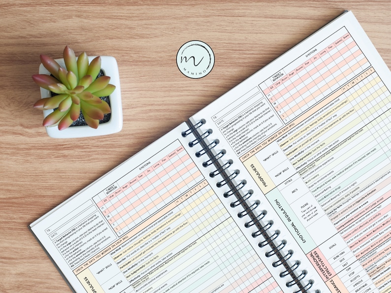 DBT Skills Tracker, DBT Diary Card, Dialectical Behavior Therapy ...