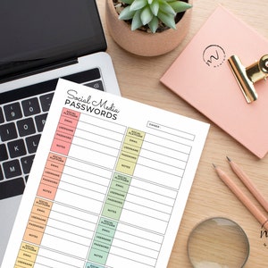 Password Tracker | Password Keeper | Password Log Template | Instant ...