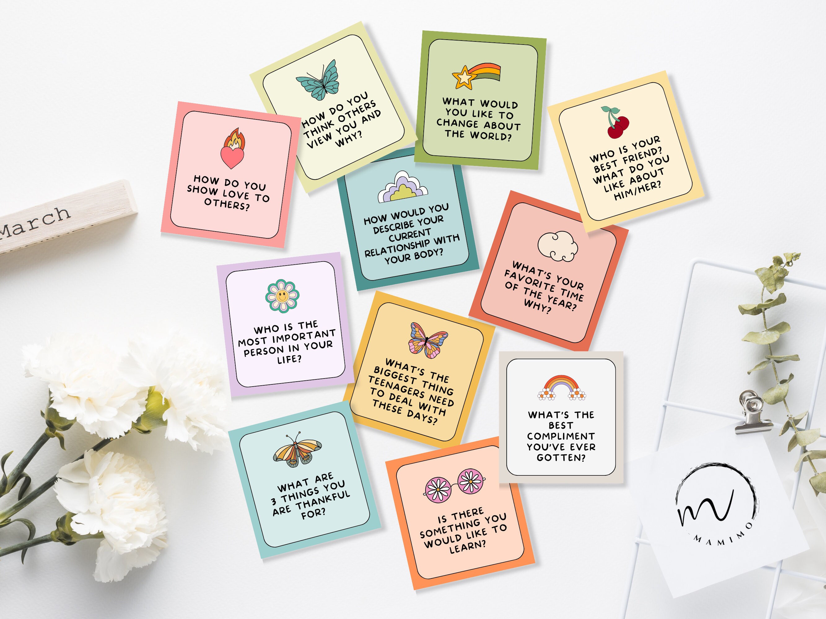 Therapy Question Cards for Teens, Conversation Cards, Counseling Flash ...