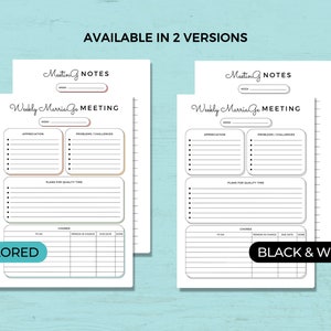 Weekly Marriage Meeting Template, Partners Communication Workbook ...