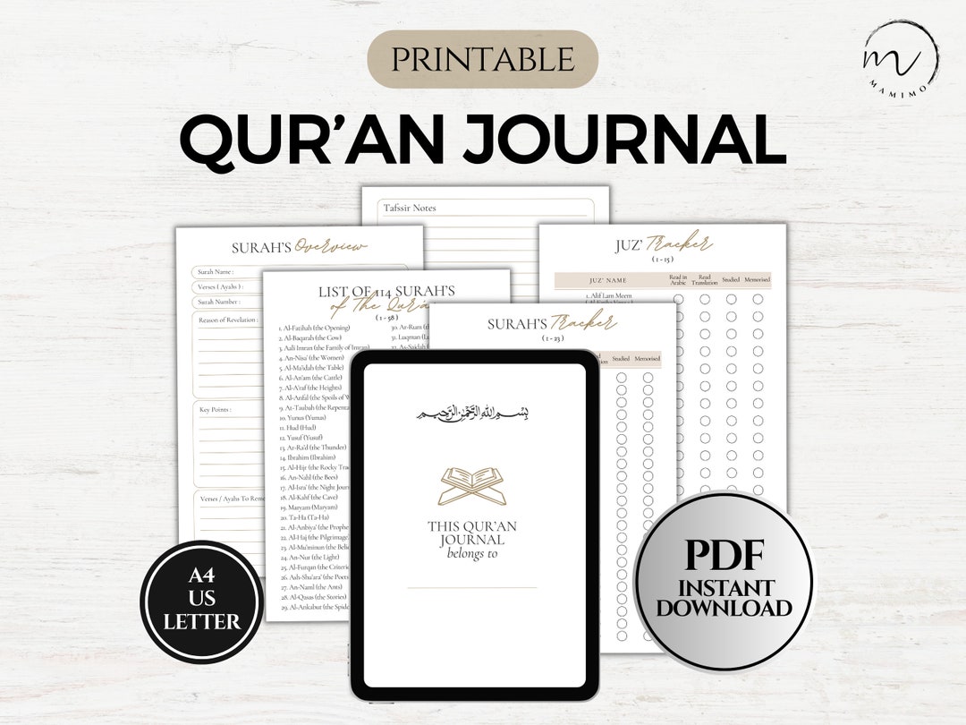 Quran Journal Digital, Quran Study, Quran Tracker, Muslim Planner ...