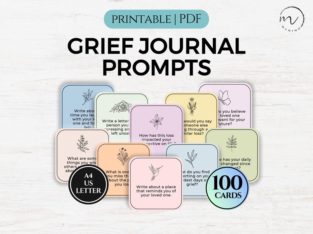 Grief Journal Prompts, Grief and Loss Question Cards, Conversation ...