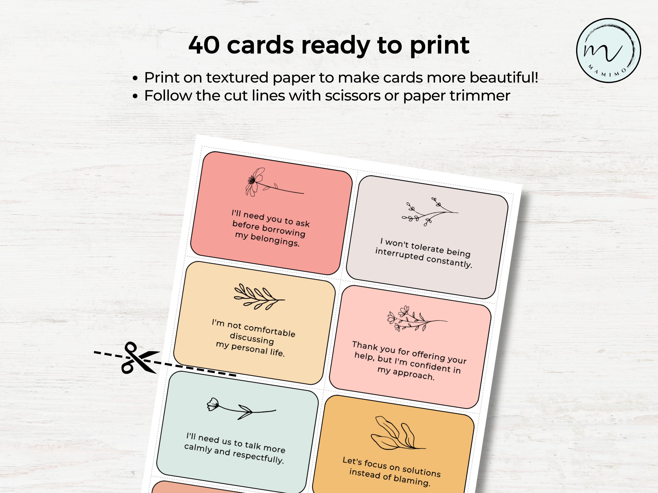 Boundary Setting Flashcards, 40 Boundaries Cards, Boundaries Phrases ...