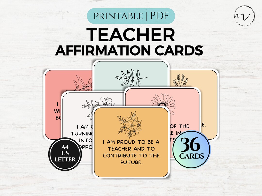 Teacher Affirmation Cards, Teacher Encouragement Cards, Gratitude Cards ...