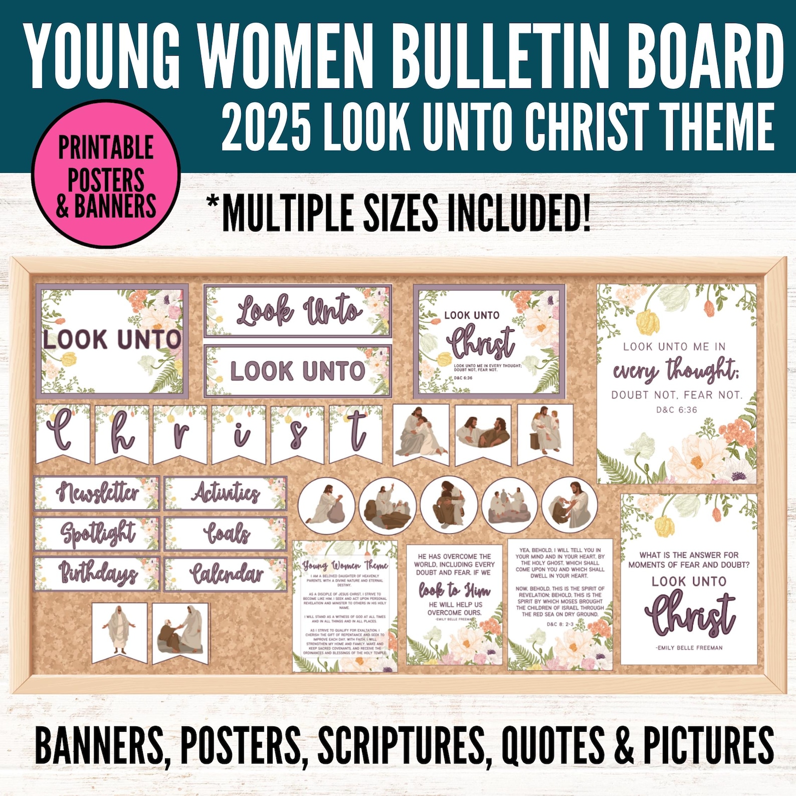 YW Bulletin Board Kit: 2025 Look Unto Christ Theme (PDF) - Etsy