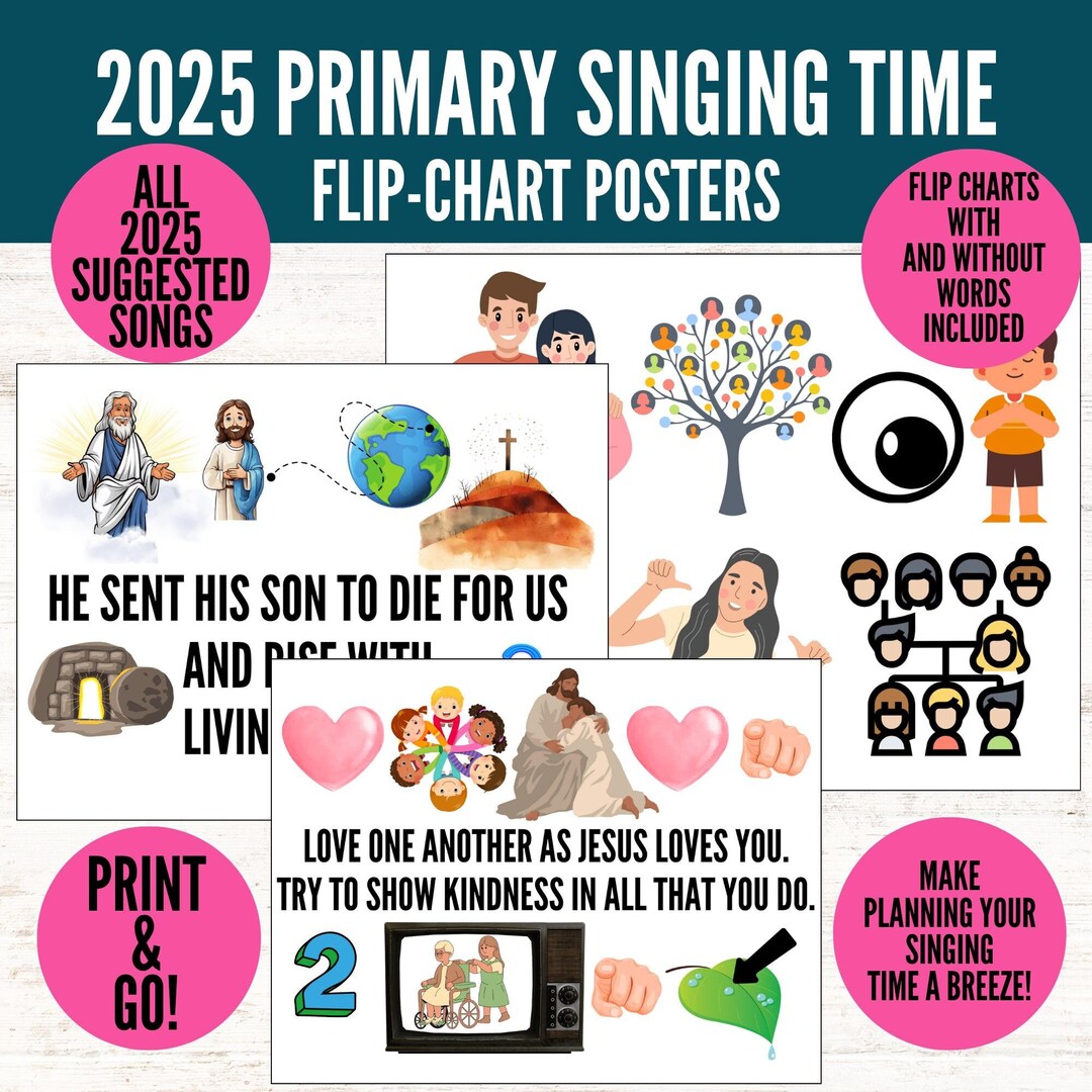 2025 Primary Songs Flip Chart Posters: LDS Singing Time (PDF) - Etsy