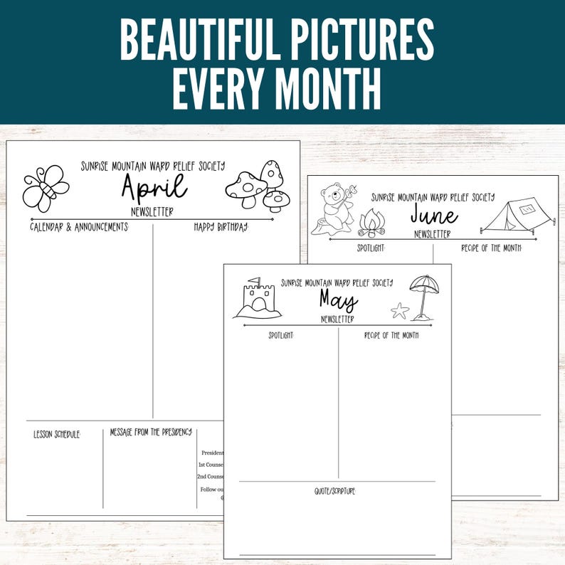 Relief Society Newsletter Template: Editable LDS Design (digital ...