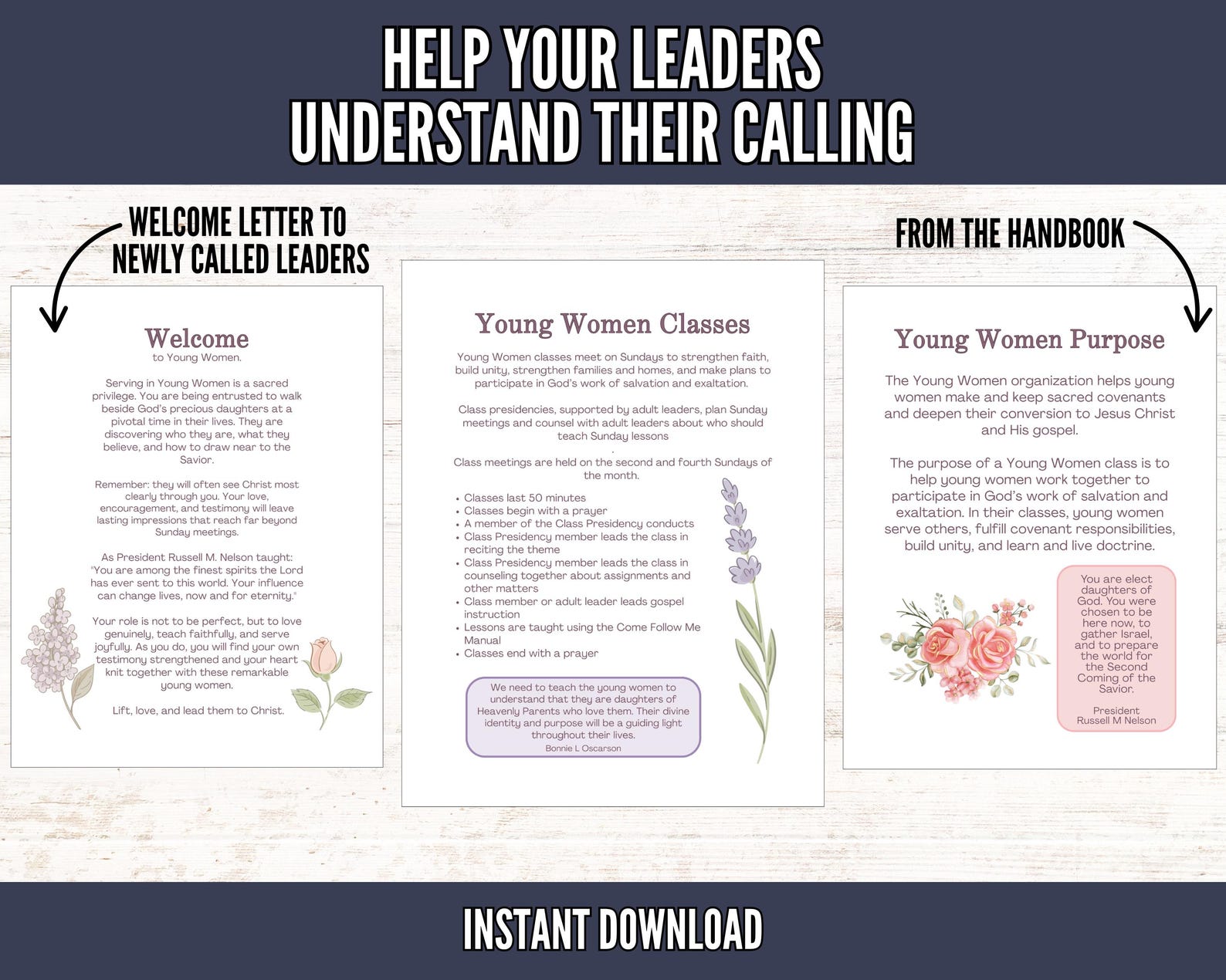 Young Women Welcome Packet: Responsibilities & Calling Descriptions ...
