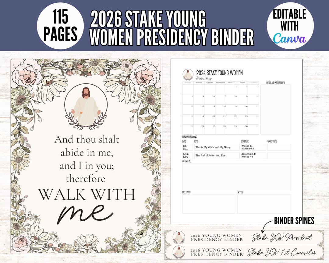 2026 Stake YW Binder, Stake Yw President, Young Women Binder, LDS Theme ...