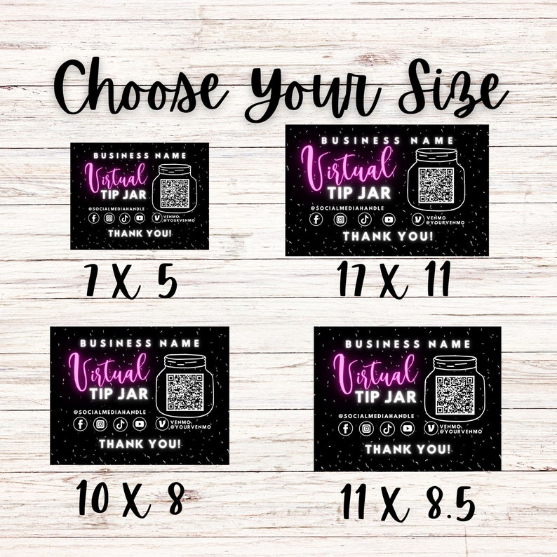 Virtual Tip Jar Printable, Virtual Tip Jar, Virtual Tip, Payment Sign ...