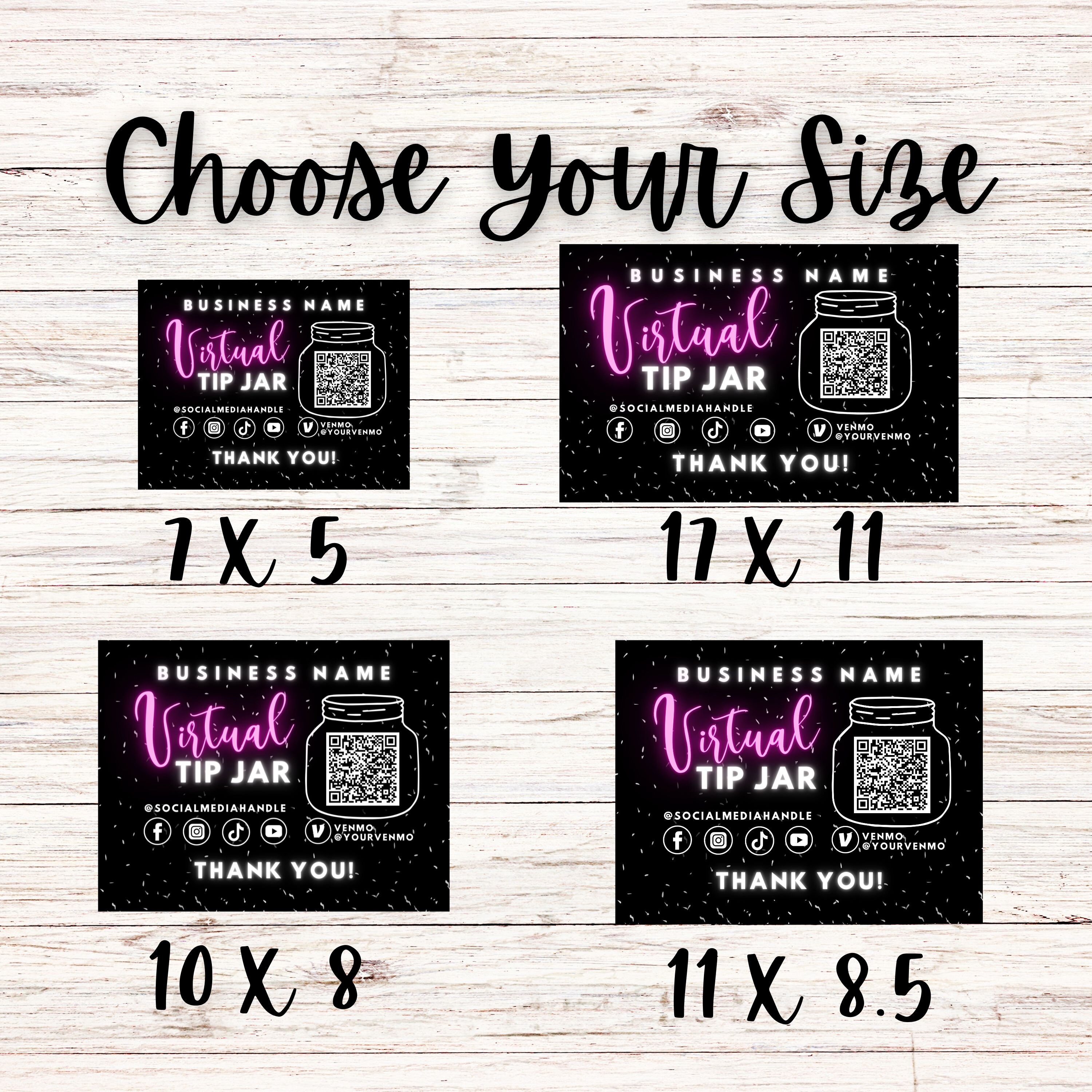 Virtual Tip Jar Printable, Virtual Tip Jar, Virtual Tip, Payment Sign PDF, Payment Sign, QR Code ...