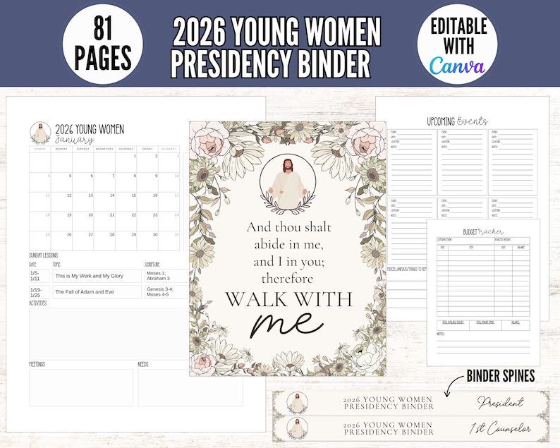 2026 YW Binder, Yw Presidency Binder, Young Women Binder LDS Theme 2026 ...
