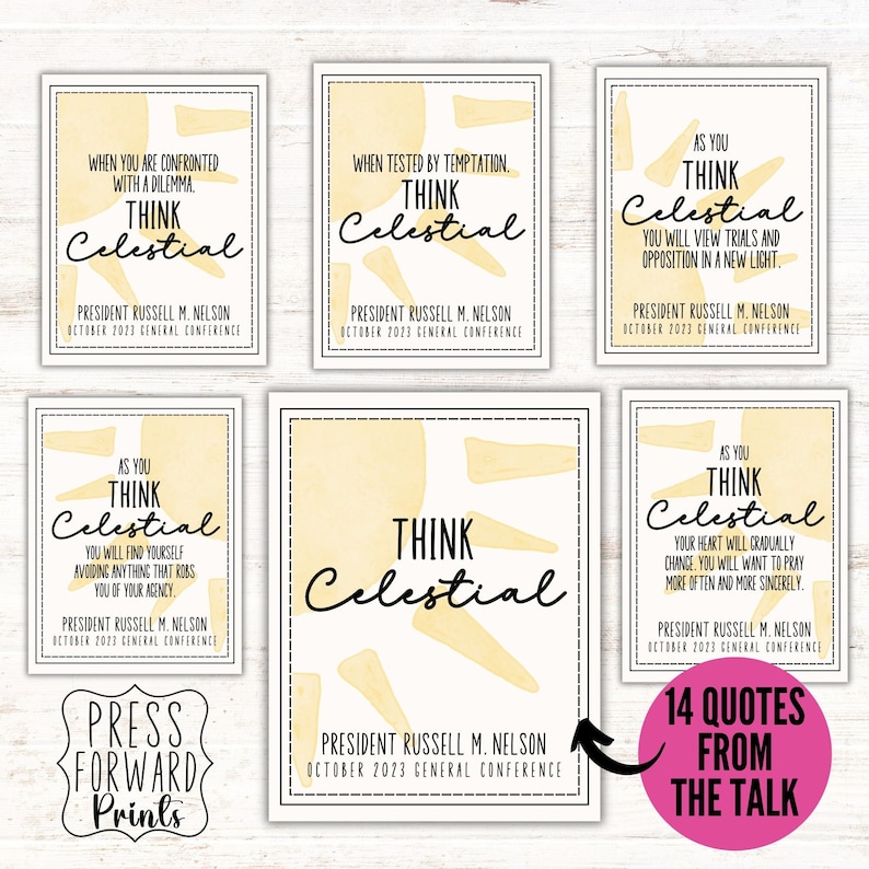 Think Celestial Print: LDS General Conference Quote (PDF & JPG) - Etsy