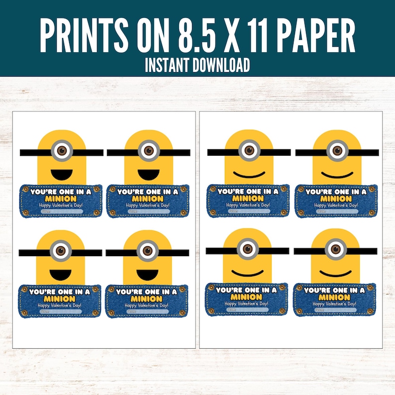 Minion Valentine Tags: Printable Classroom Valentines (DIY) - Etsy