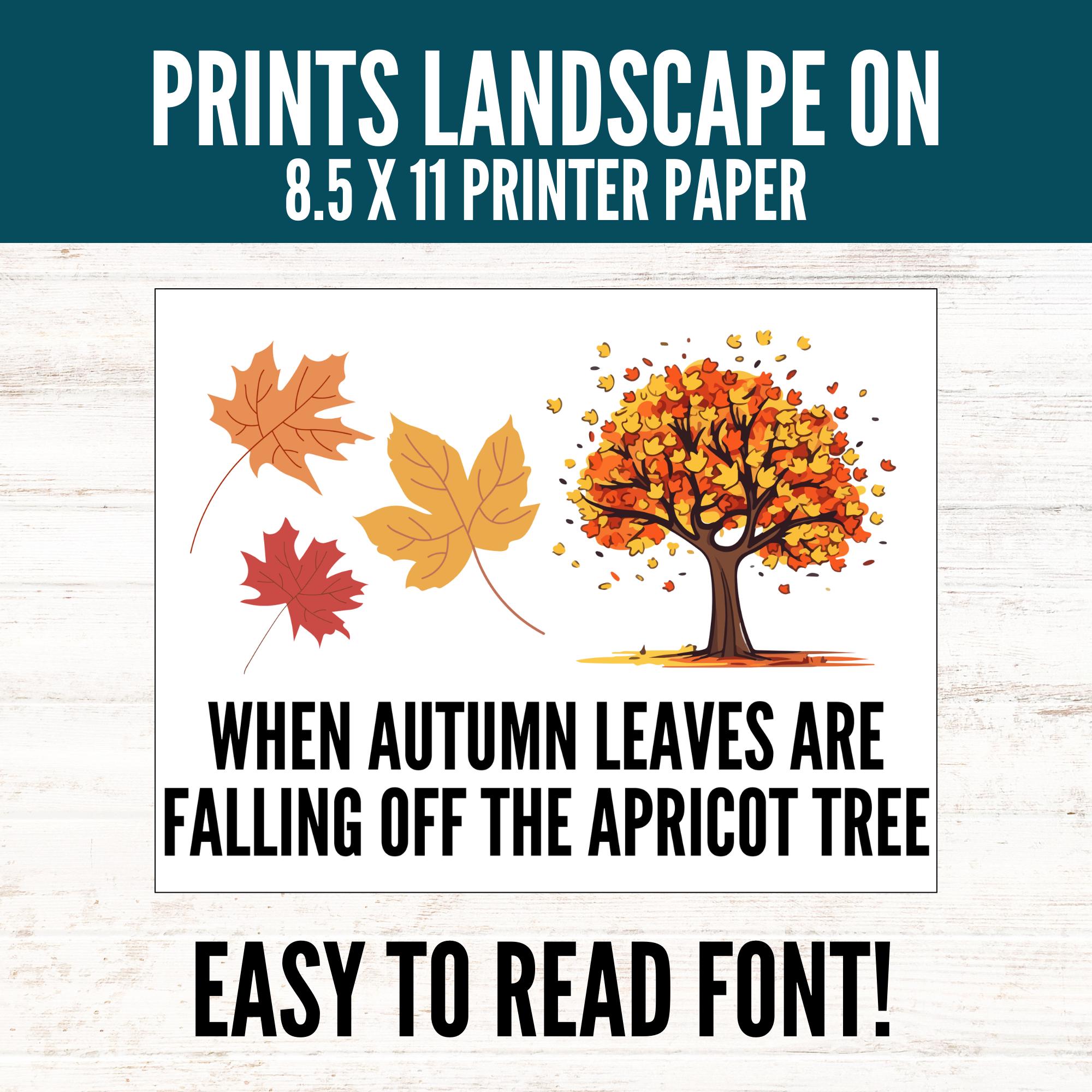 LDS Primary Singing Time: Autumn Leaves Song (PDF) - Etsy