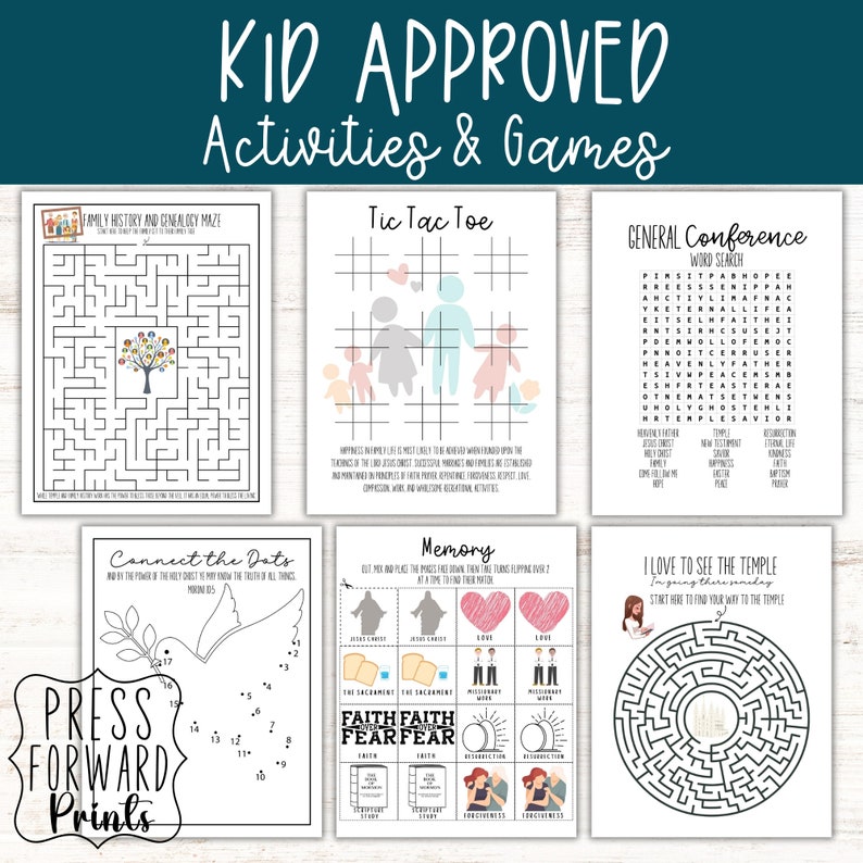 LDS General Conference Activity Bundle: Bingo, Mazes, Coloring (PDF ...