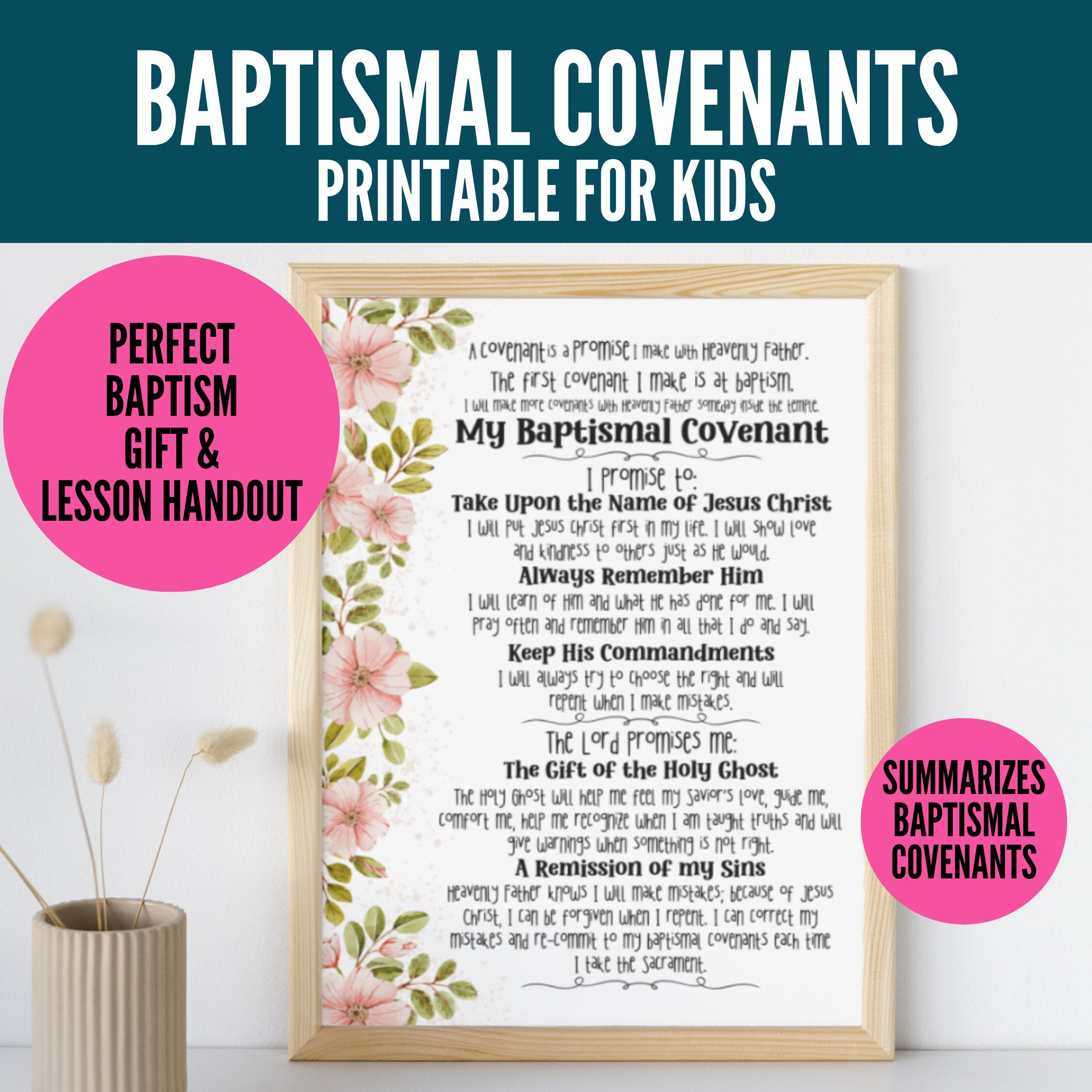 Baptismal Covenants Printable: LDS Baptism Gift for Girls (PDF) - Etsy