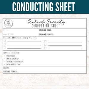 Relief Society Conducting Sheet: Meeting Agenda & 2025 Schedule (PDF ...