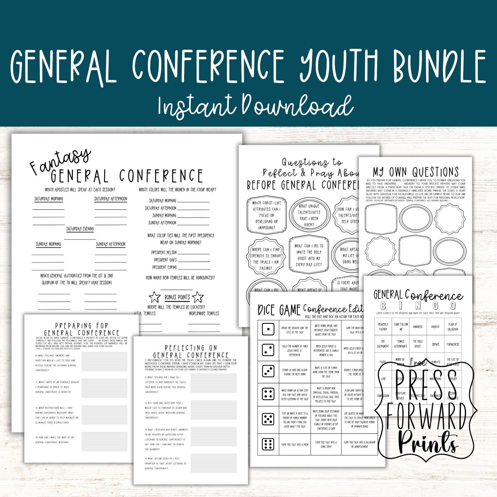 General Conference Youth Packet: Bingo, Games, Activities (PDF Download ...