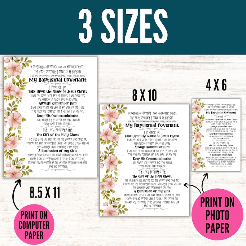 Baptismal Covenants Printable: LDS Baptism Gift for Girls (PDF) - Etsy