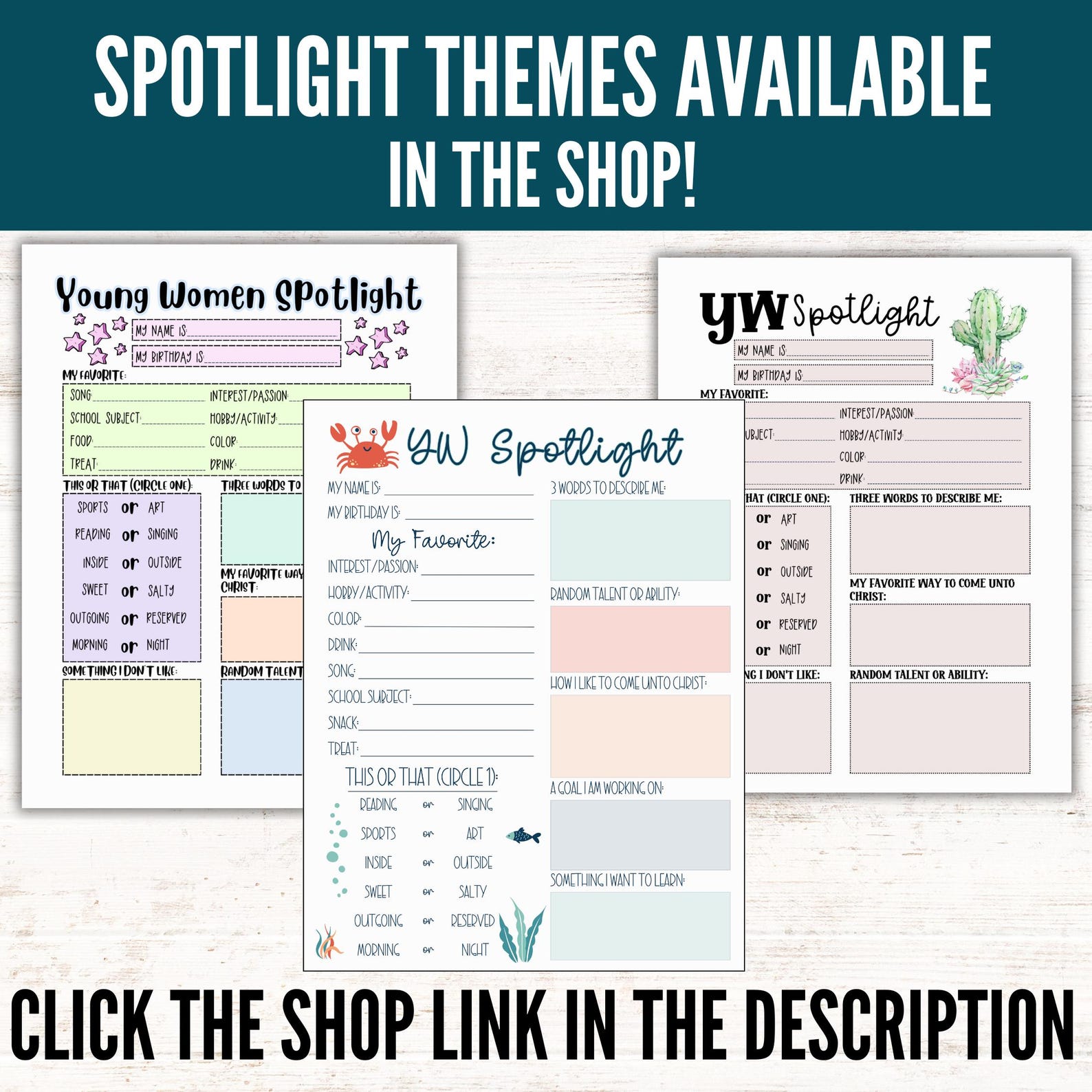 YW Spotlight Printable: LDS Young Women Activity (PDF Download) - Etsy
