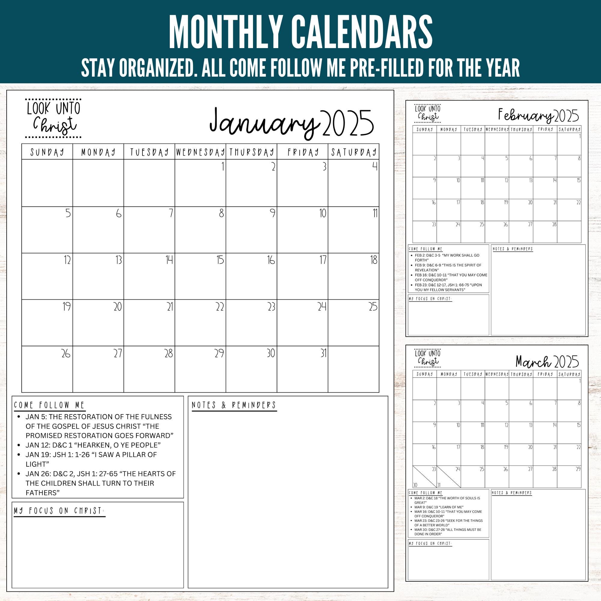 2025 Come Follow Me Planner: LDS Printable Calendar (digital Download ...