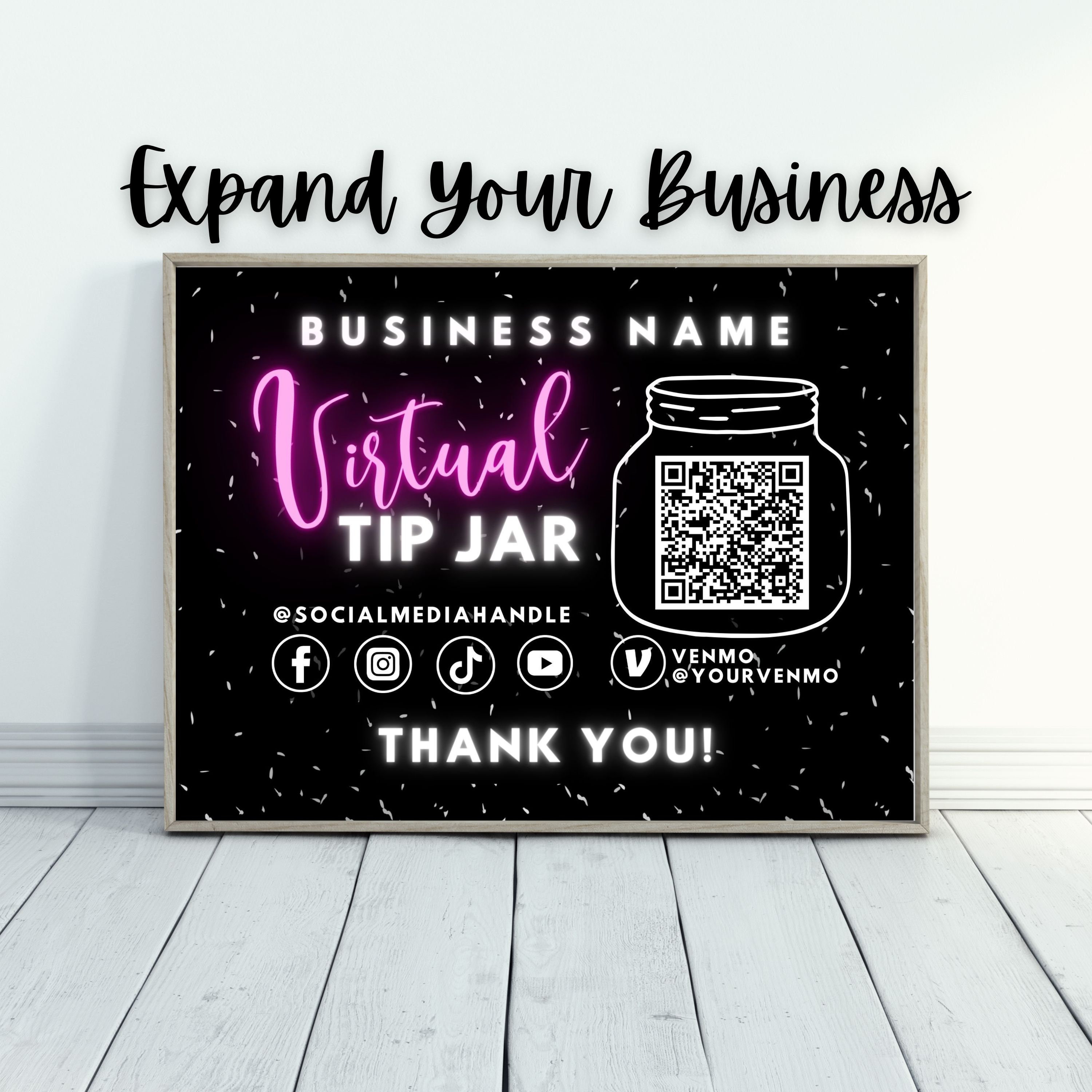 Virtual Tip Jar Printable, Virtual Tip Jar, Virtual Tip, Payment Sign ...