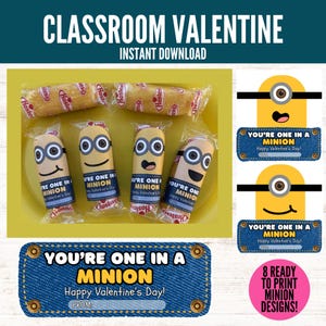 Minion Valentine Tags: Printable Classroom Valentines (DIY) - Etsy