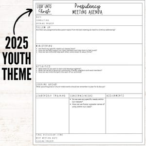 LDS Primary Conducting Sheet & Presidency Meeting Agenda (digital ...