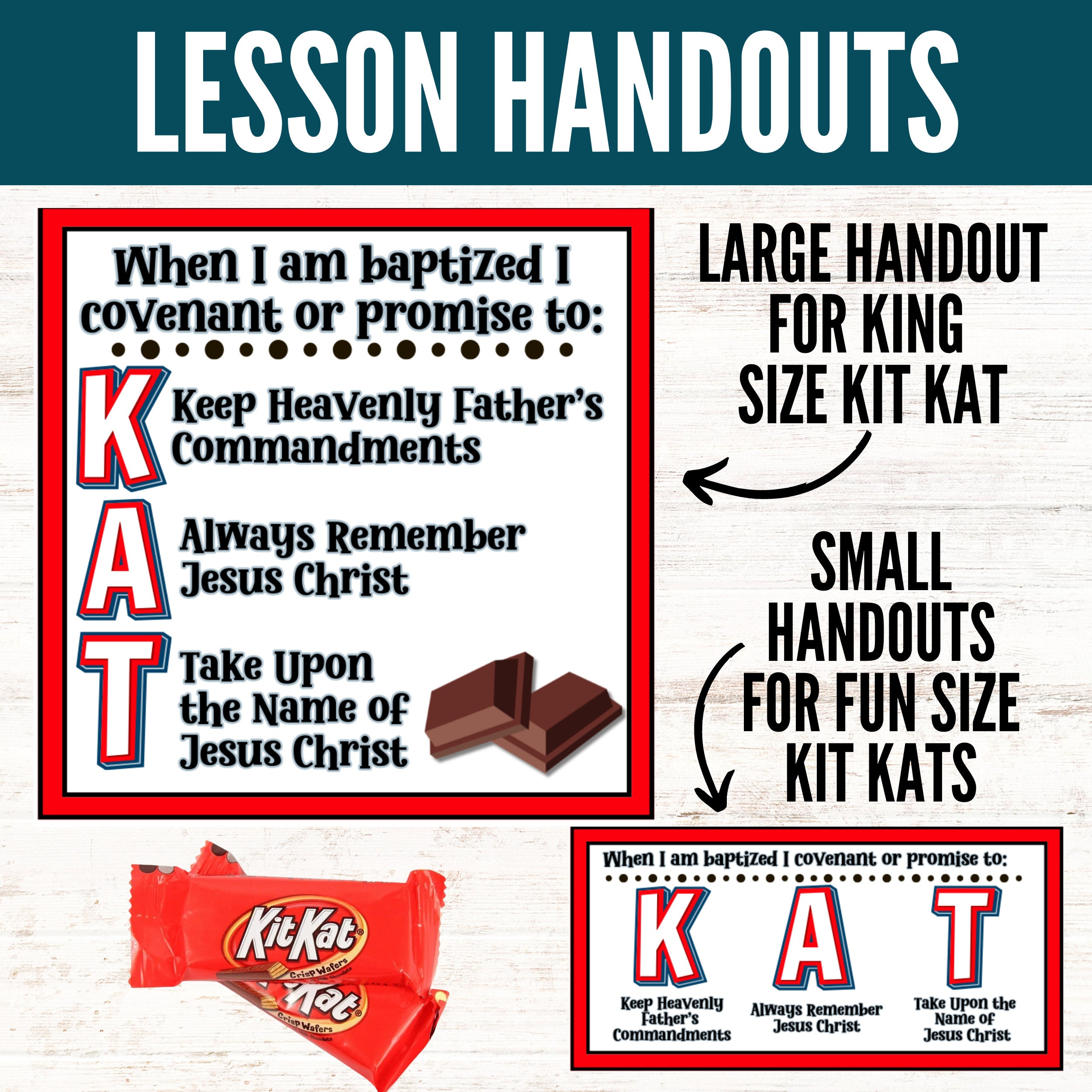 LDS Baptism Talk Object Lesson: Kit KAT Covenant Handout (PDF) - Etsy