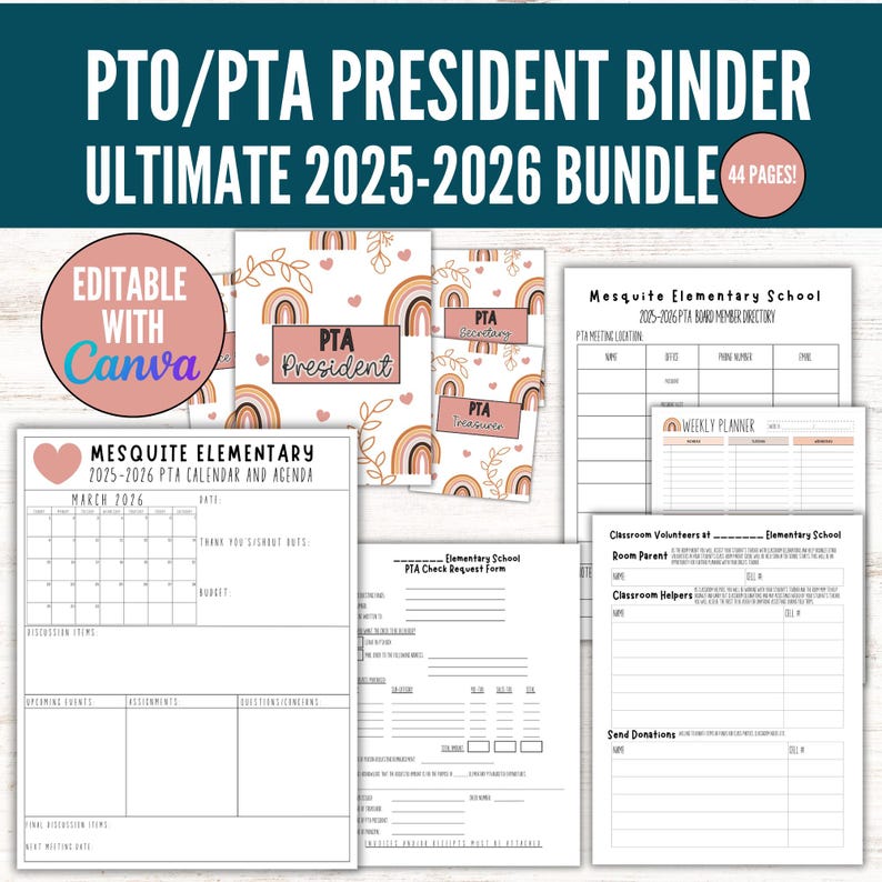PTA President Binder: 2025-2026 Ultimate Bundle (digital Download) - Etsy