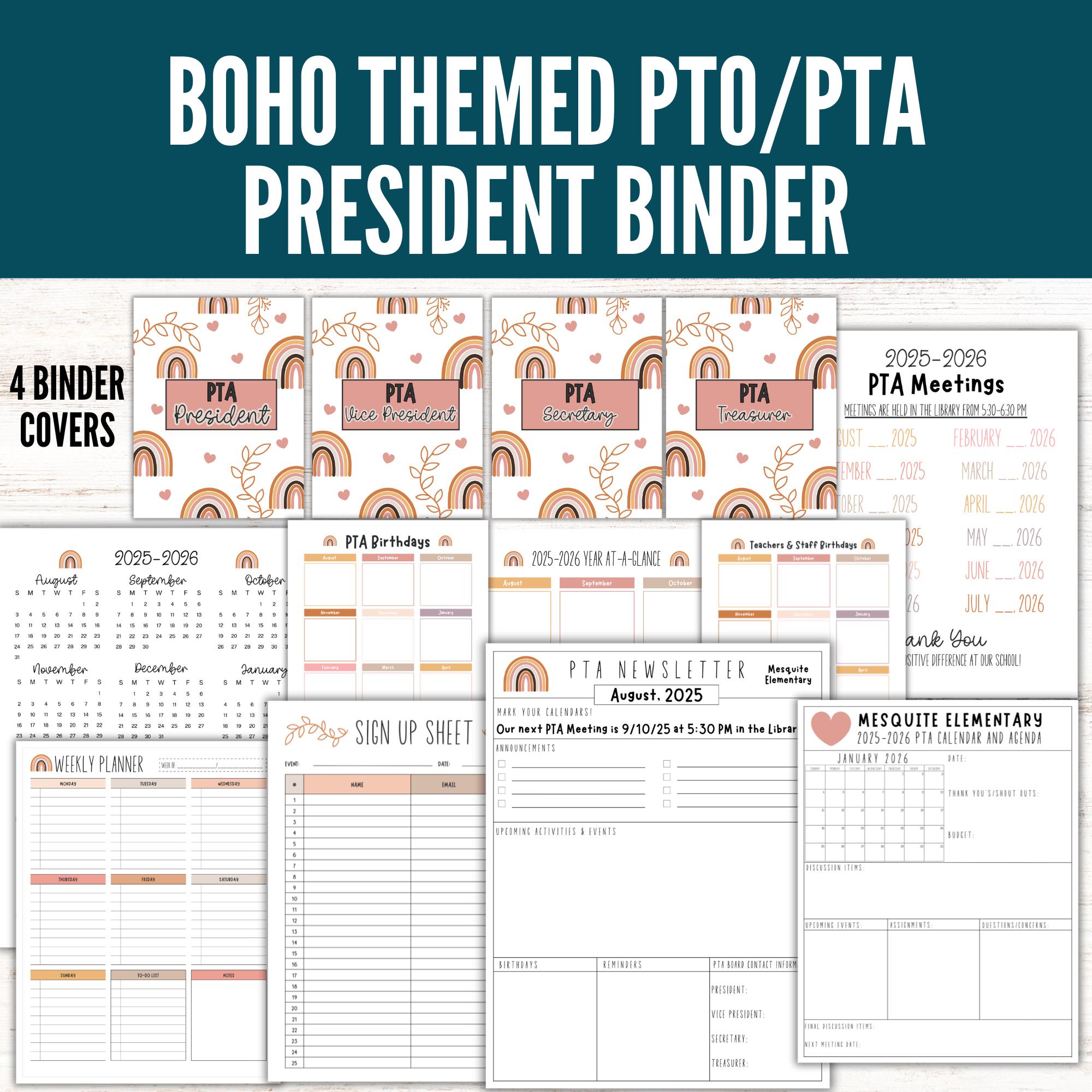 PTA President Binder: 2025-2026 Ultimate Bundle (digital Download) - Etsy
