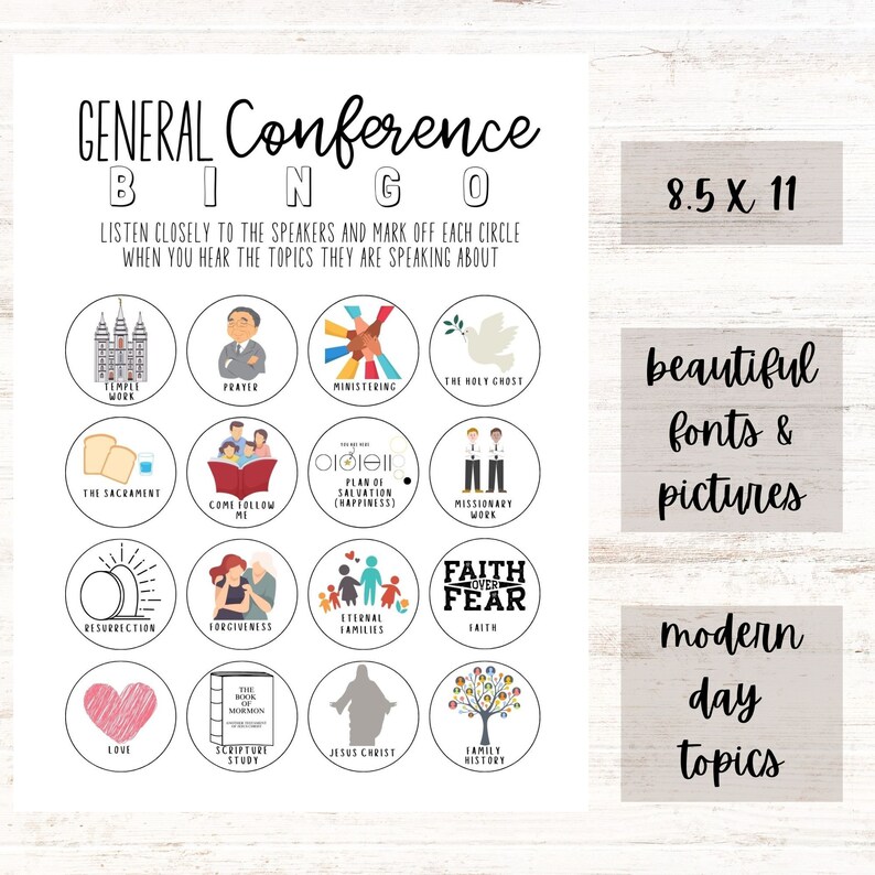 General Conference Bingo LDS General Conference Bingo - Etsy