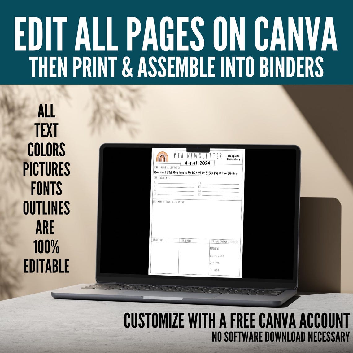 PTA President Binder: 2025-2026 Ultimate Bundle (digital Download) - Etsy