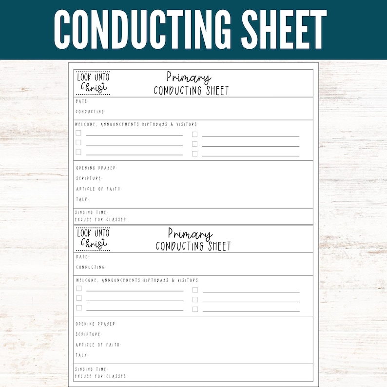 LDS Primary Conducting Sheet & Presidency Meeting Agenda (digital ...