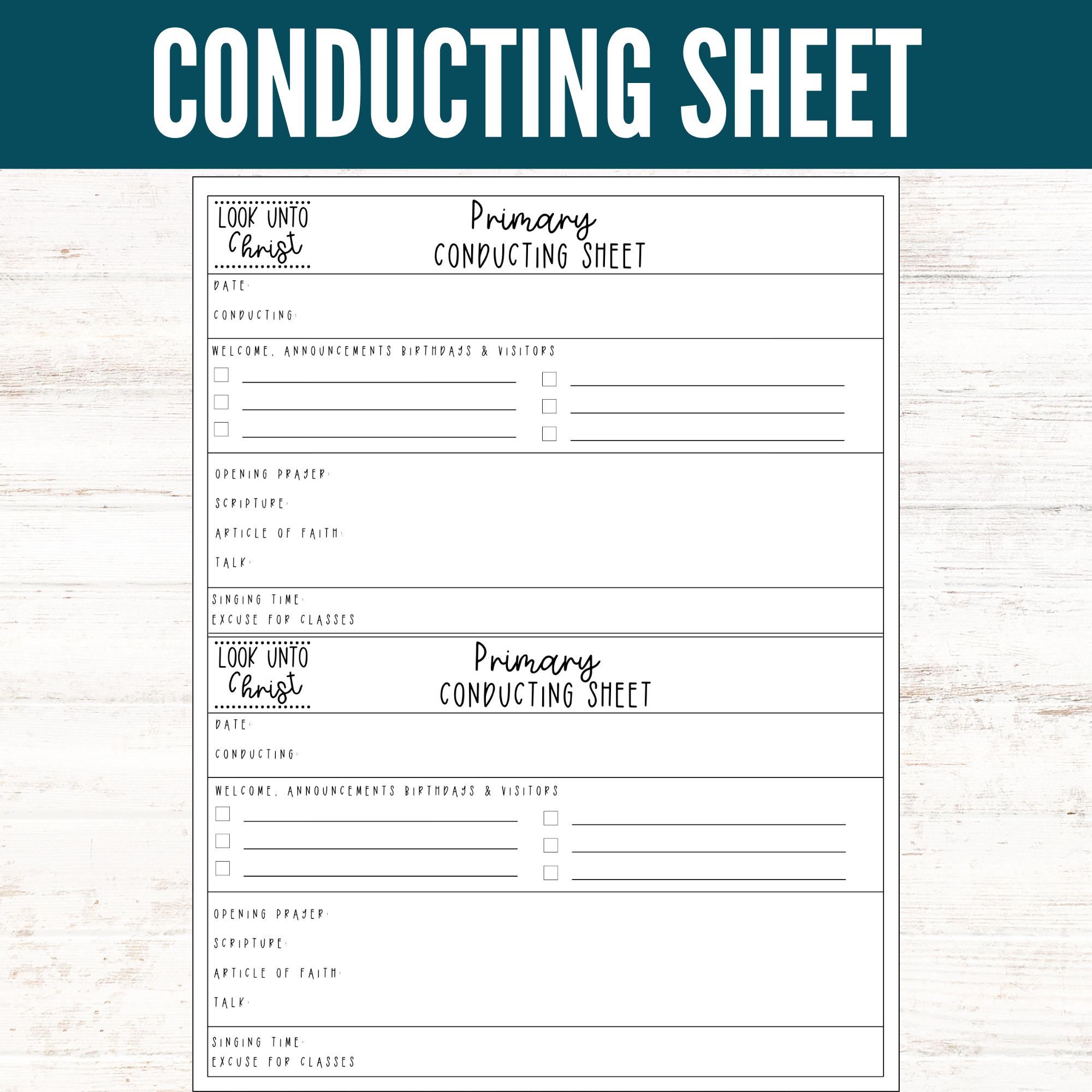LDS Primary Conducting Sheet & Presidency Meeting Agenda (digital ...