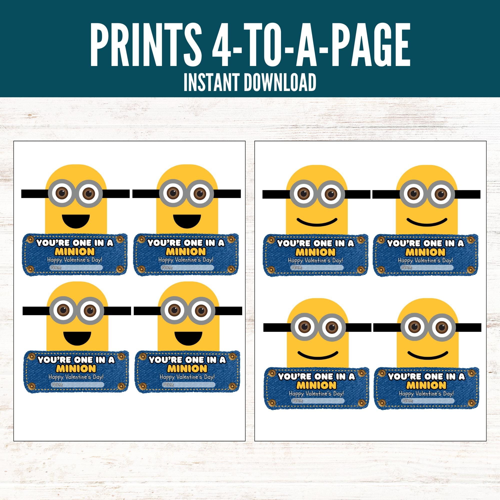 Minion Valentine Tags: Printable Classroom Valentines (DIY) - Etsy