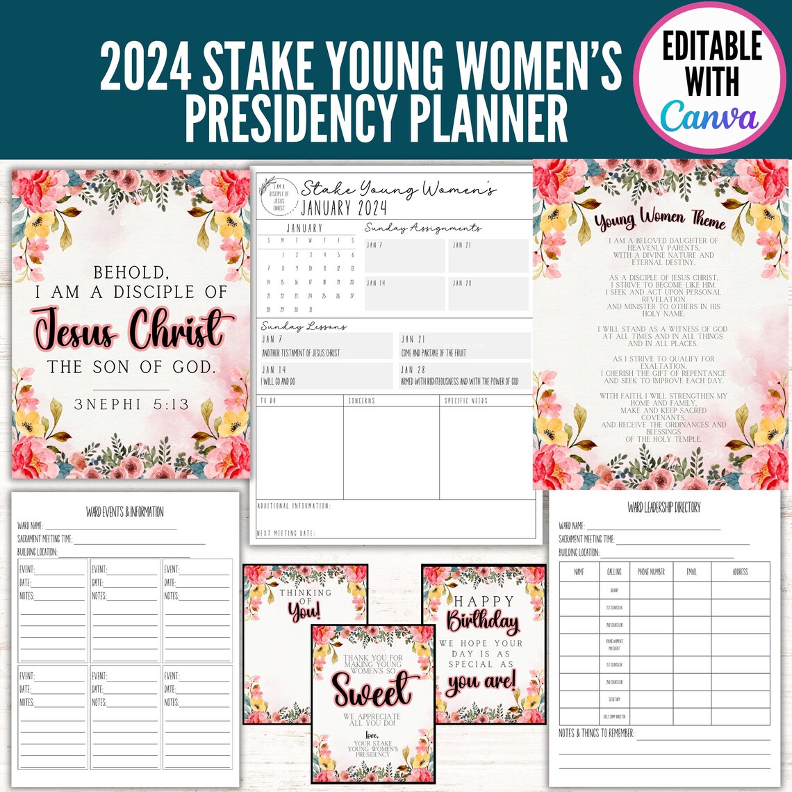 Stake Young Women Planner 2024, Stake YW Binder, 2024 YW Binder, Young ...